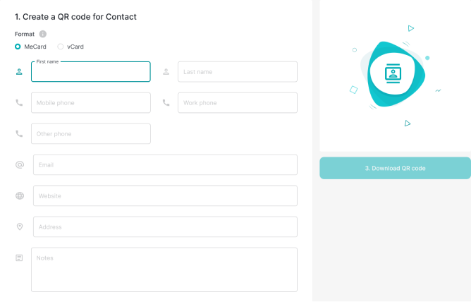 What are MeCard and vCard formats that are used for QR codes • QR Code ...
